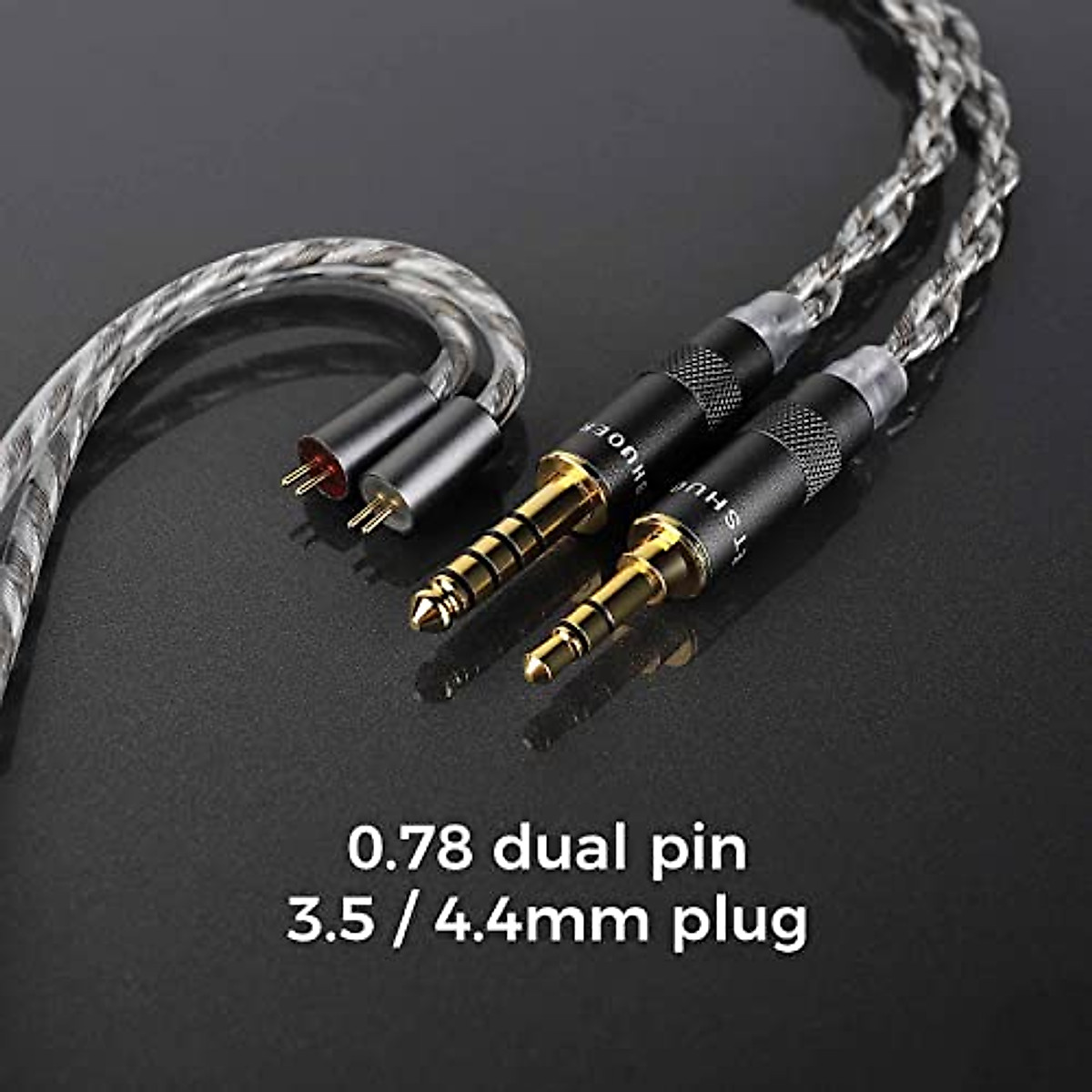 Letshuoer M5 in Ear Earphone Cable of S12 in Ear Monitor Silver-Plated Monocrystalline Copper IEM Cable 0.78mm 2Pin Connector (3.5mm Plug)