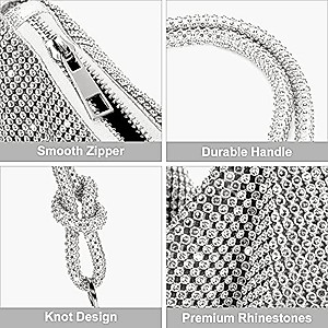 Rhinestone Purses for Women Chic Sparkly Evening Handbag Bling Hobo Bag Shiny Silver Clutch Purse for Party Club Wedding