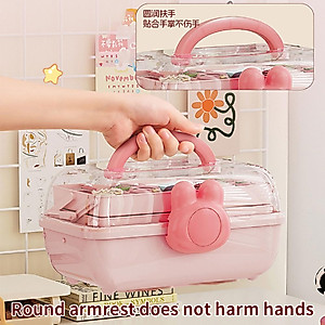 Gujuja Cute Hair Accessories Storage Box Lockable Three-layer Folding Craft Organizers and Storage for Girls Headbands Clips Ties Baby Girl Supplies