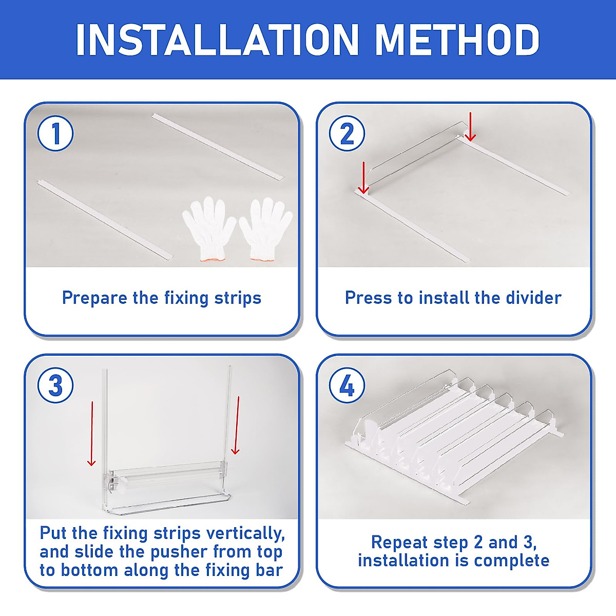 Nisorpa Drink Organizer For Fridge Dispenser, 5 Rows Soda Can Dispenser Water Bottle Organizer For Refrigerator Automatic Beverage Dispenser Pusher Glide Width Adjustable Beer Dispenser for Fridge