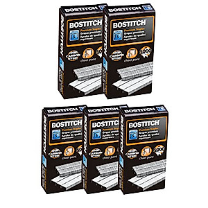 Bostitch Office Standard Staples, 1/4" Length,Full Strip Staples, 5000 Per Box, 5-Pack
