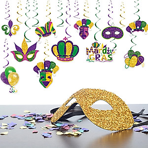 FANCY LAND Mardi Gras Hanging Decoration 30PCS Mardi Gras Swirls Ceiling Carnival Party Decoration