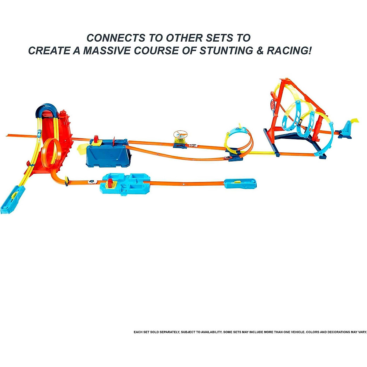 Hot Wheels Track & Toy Cars, Dual-Track Racing for 1 or 2 Players with Additional Track Pieces Plus 2 1:64 Scale Vehicles, Super Speed Blastway Set & Track Builder Straight Track Bundle