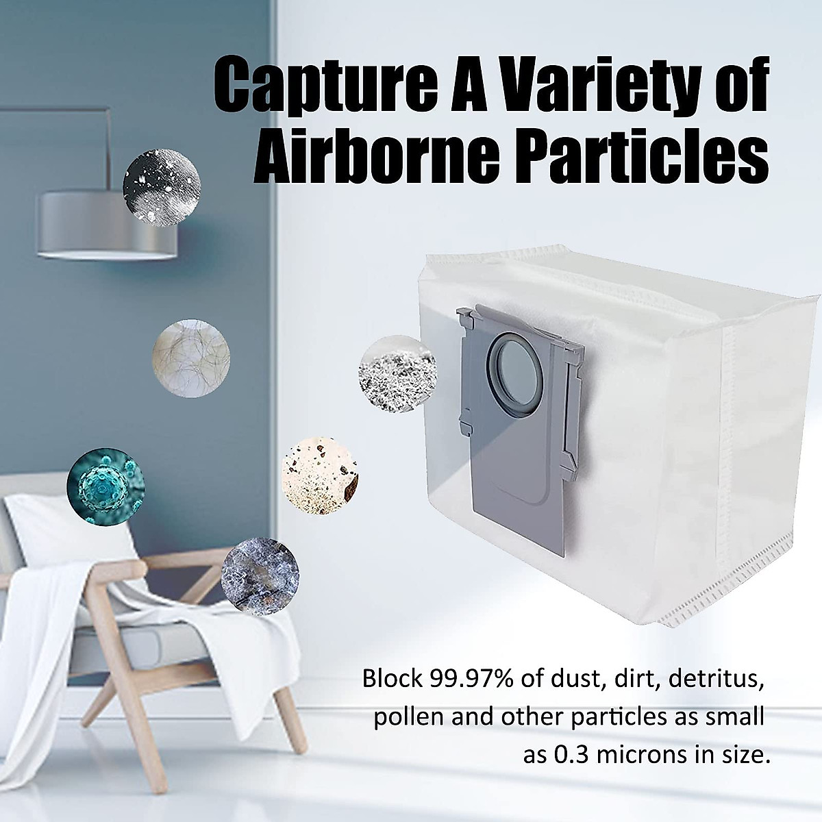 10 Pcs Roborock S7 Maxv Ultra Dust Bags, Roborock Dust Bag Reusable Compatible w/Roborock Q5/Q5+/Q7/Q7+/Q7 Max+/S7 MAXV/T8/G10S/G10SPRO Vacuum Self-Empty Dock, Troborock S7 Pro Ultra Accessories