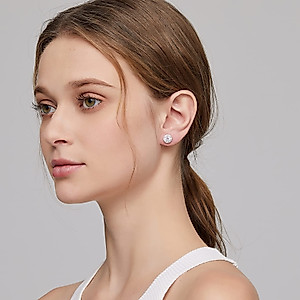 jiamiaoi Halo Earrings for Women Men Diamond Earrings Sterling Silver Stud Earrings Diamond Halo Earrings Fake Diamond Earrings Cubic Zirconia Earring Studs Round CZ Stud Earrings