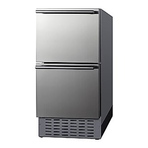 Summit Appliance ADRD18H34 18" Wide 2-Drawer All-Refrigerator, 3.4 cu.ft Capacity, Open Drawer Alarm, Stainless Steel Construction, Indoor/Outdoor Compatible, Frost-free, Interior LED Lighting