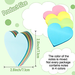 Marspark 9 Pack 3 x 3 Inches Heart Shaped Sticky Notes Heart Shaped Notepad Sticky Notes Hearts Cute Sticky Notes Colorful Sticky Memo for Home Office School Supplies, Back to School Seasons