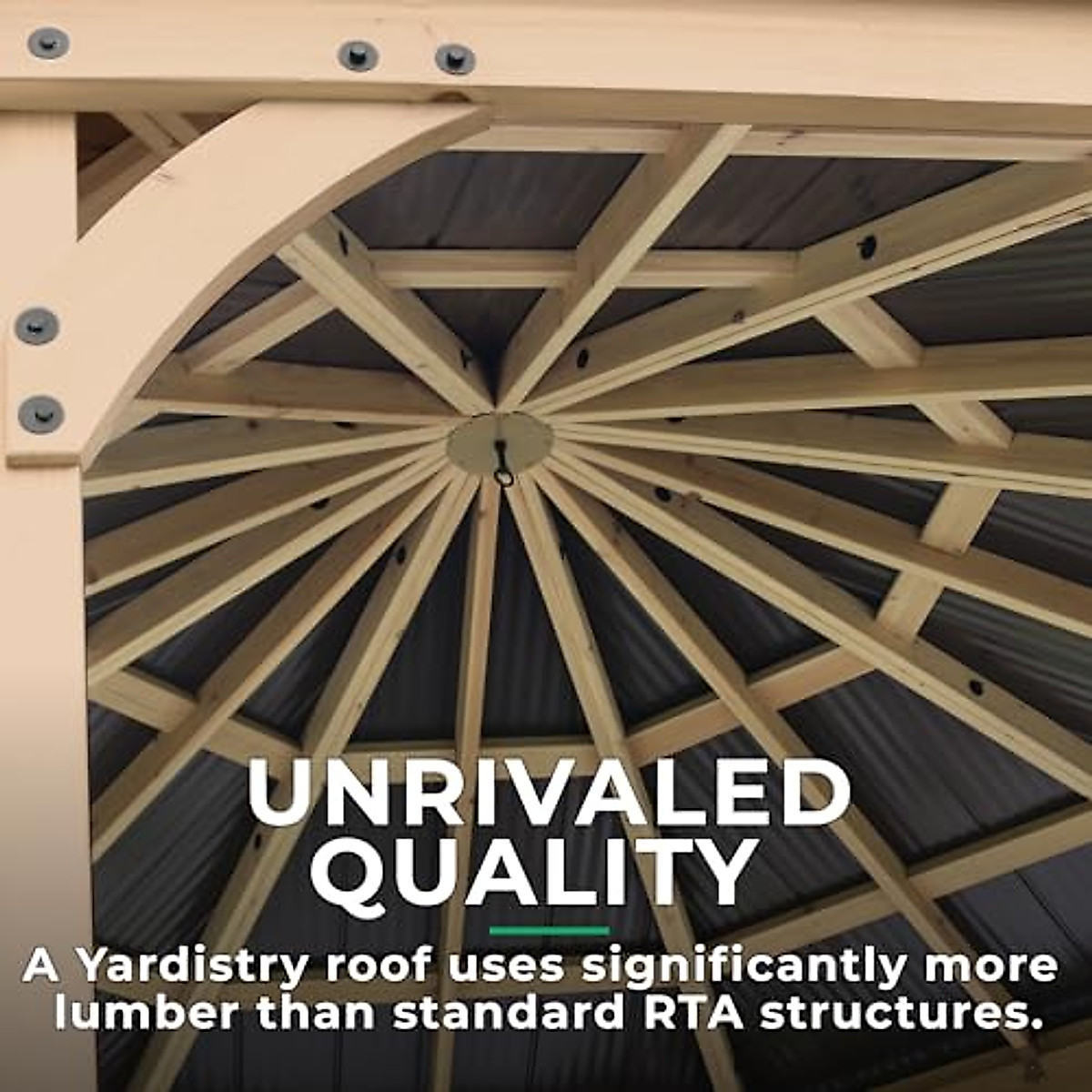 Yardistry 12' Meridian Octagon Cedar Gazebo with Aluminum Roof for Patios, Decks, Garden, Backyard, Durable