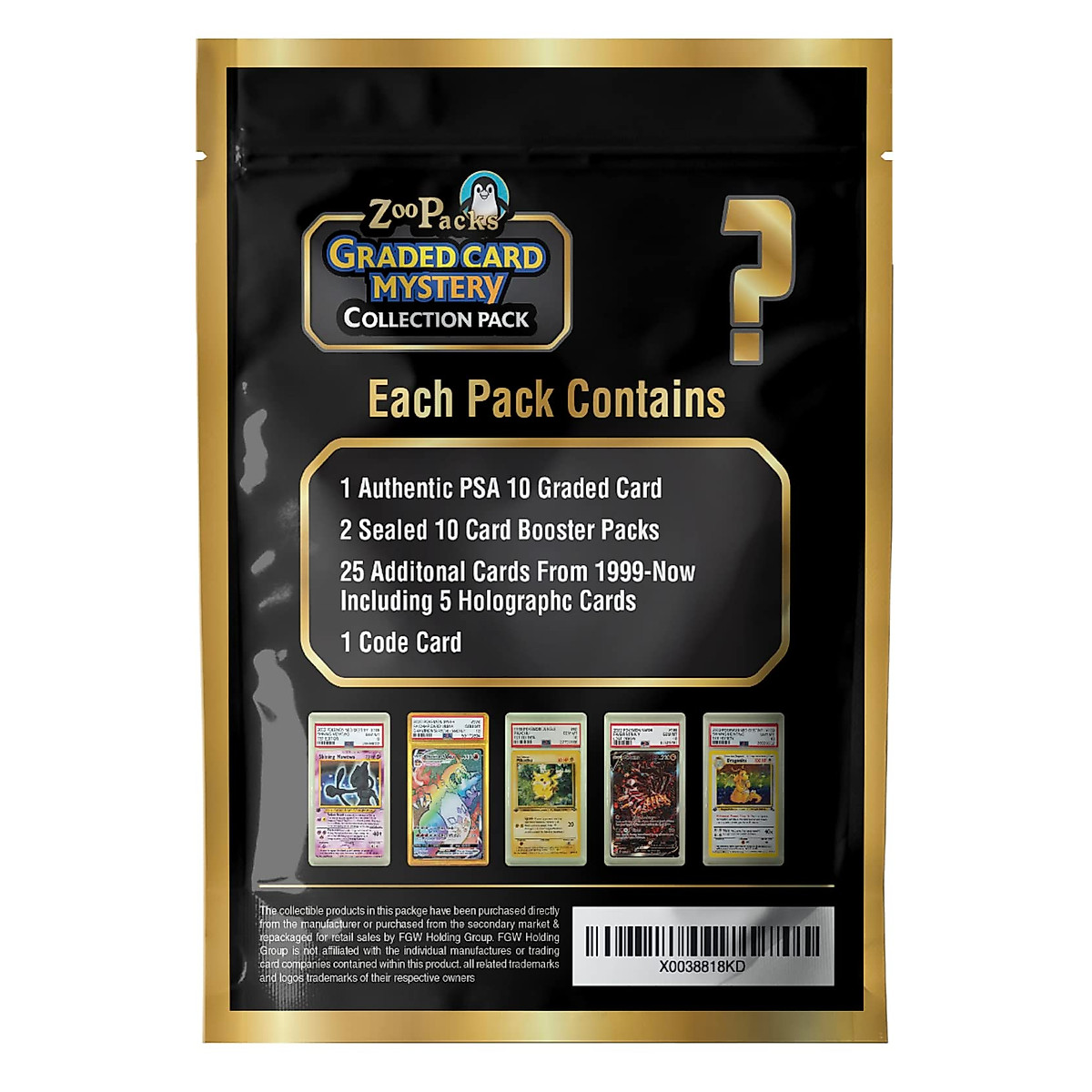 Pokemon TCG: Graded Card Mystery Power Pack - Gold Edition - 1 PSA 10 Graded Card + 25 Additional Cards with 5 Holofoils - 1 First Edition Card + 2 Factory Sealed 10 Card Booster Packs + 1 Code Card