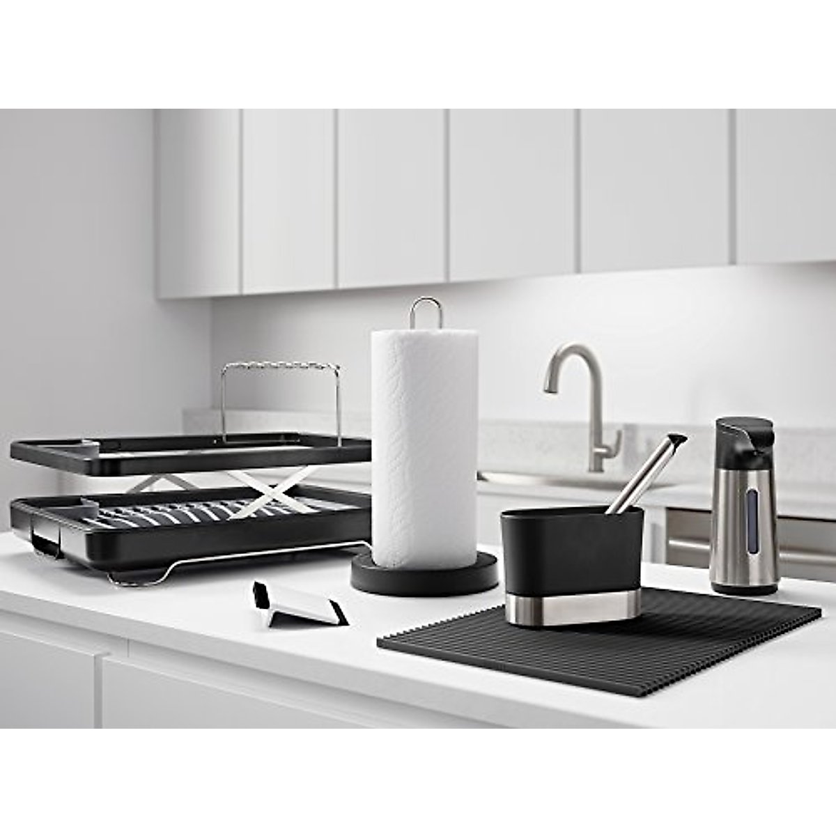 KOHLER Paper Towel Holder with Weighted Base, Tension Loop, Quick One Handed Tear, (Fits Standard and Oversized Rolls), Charcoal