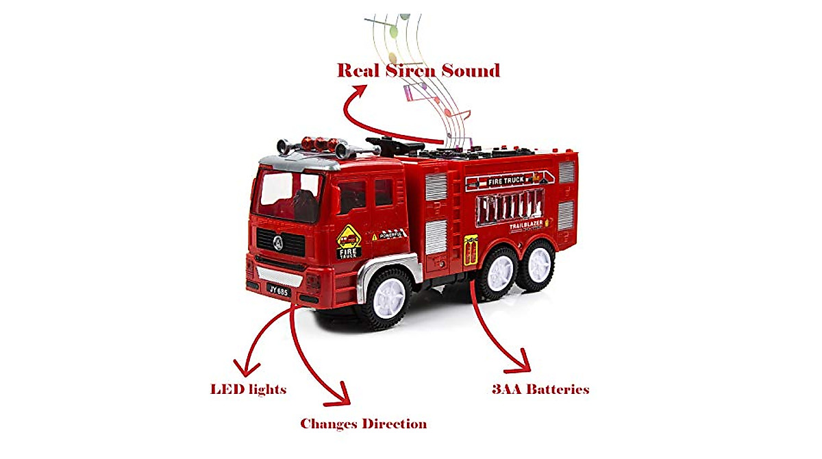 Toysery Fire Truck Toy - Realistic Kids' Fire Rescue Vehicle with Lights