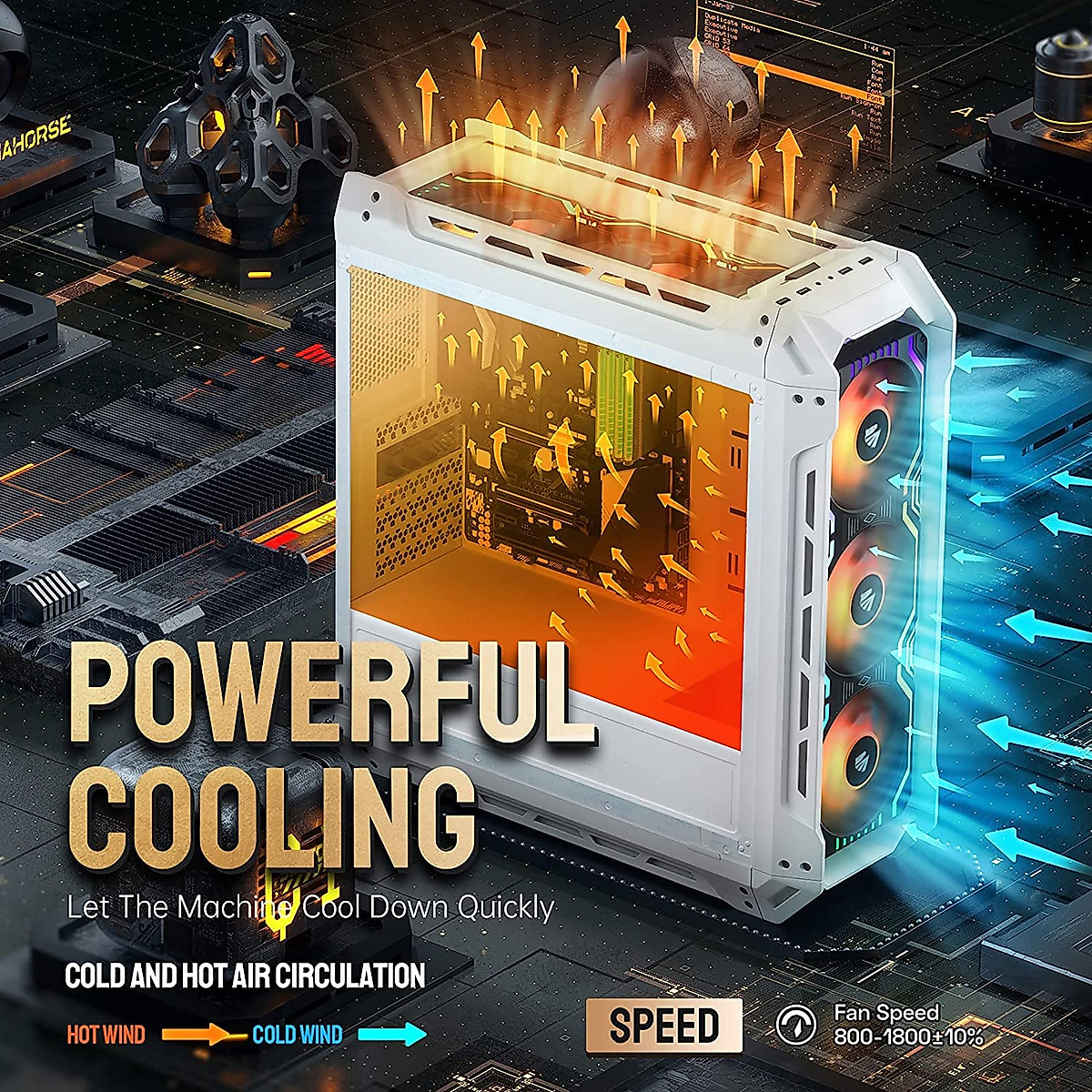 Asiahorse Matrix-Black 56 Addressable LEDs RGB Fans, 360MM All-in-One Square Frame Integrated RGB Case Fan with MB Sync/Analog Controller, PWM Control Fan for Computer Case and Liquid Cooling System