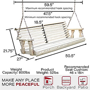 Amish Casual Heavy Duty 800 Lb Roll Back 4ft. Treated Porch Swing