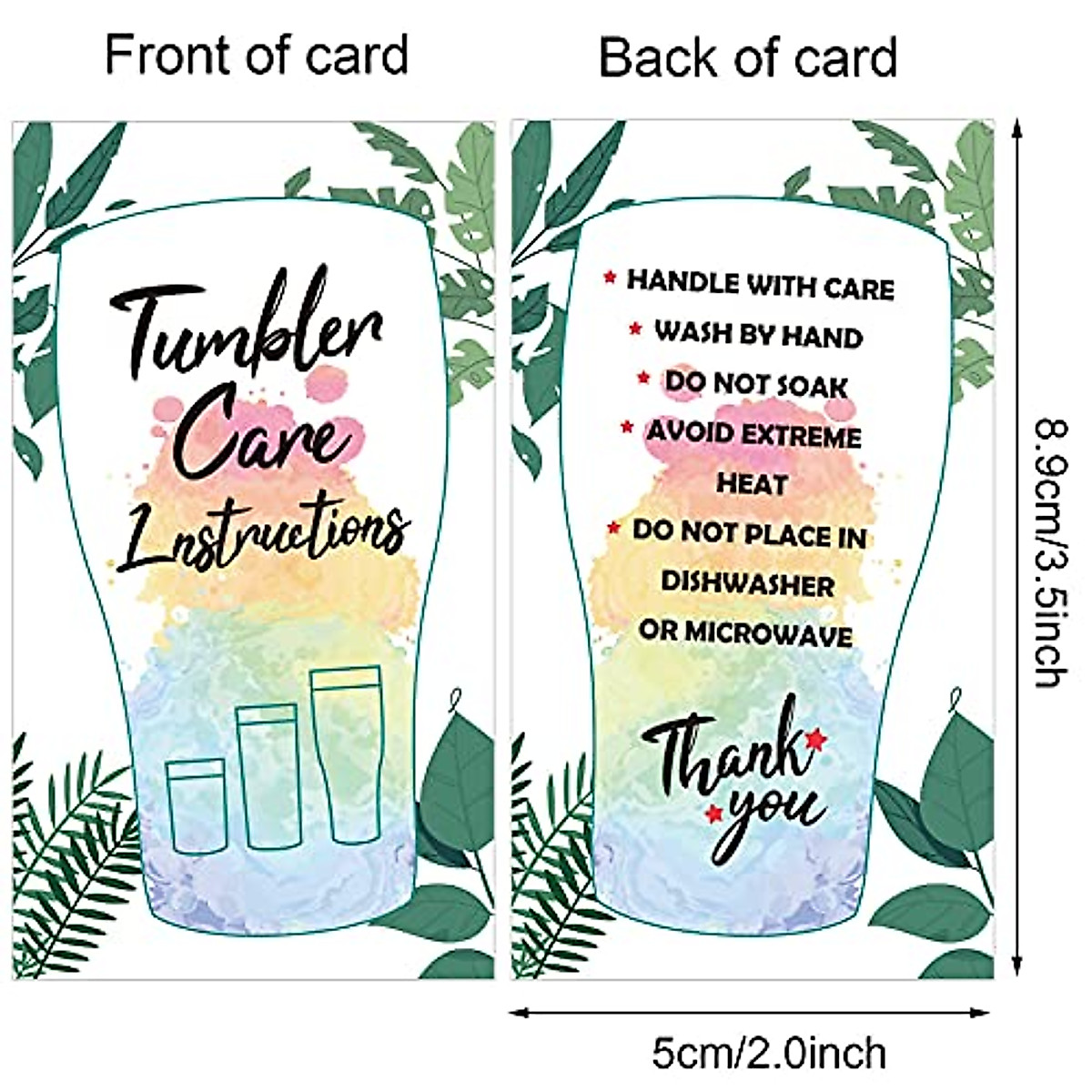 200 Pieces Tumbler Care Instructions Cards Cup Mug Care Instructions 3.5 x 2 Inch Packaging Customer Direction Card for Tumbler, Cup, Mug Small Business Online Shop Owner