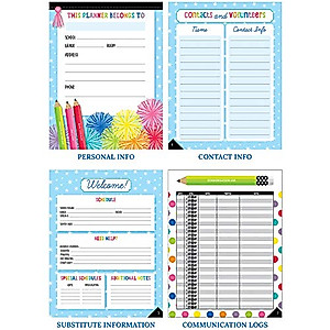Schoolgirl Style Hello Sunshine Teacher Planner, 8" x 11" Undated Teacher Planner With Planner Stickers, Rainbow Teacher Planners and Lesson Planner for Classroom Organization and Rainbow Décor