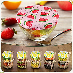 20 Pieces Summer Style Bowl Covers Reusable Fabric Stretch Covers for Bowls Fruit Style Elastic Food Storage Covers Cloth Dish Covers for Food Container Covers for Kitchen Jar Lids Wrap, Multiple Size