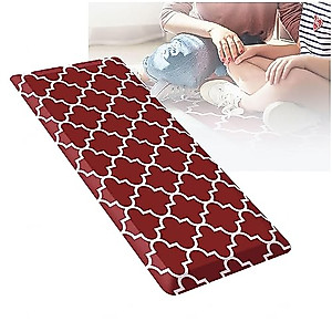 VRINO 0.47 InchThick Kitchen Floor Mat ， Waterproof, Easy Clean, Non-Slip Kitchen Memory Foam Floor Mats ， for House Sink Office,Red-17.3×60""