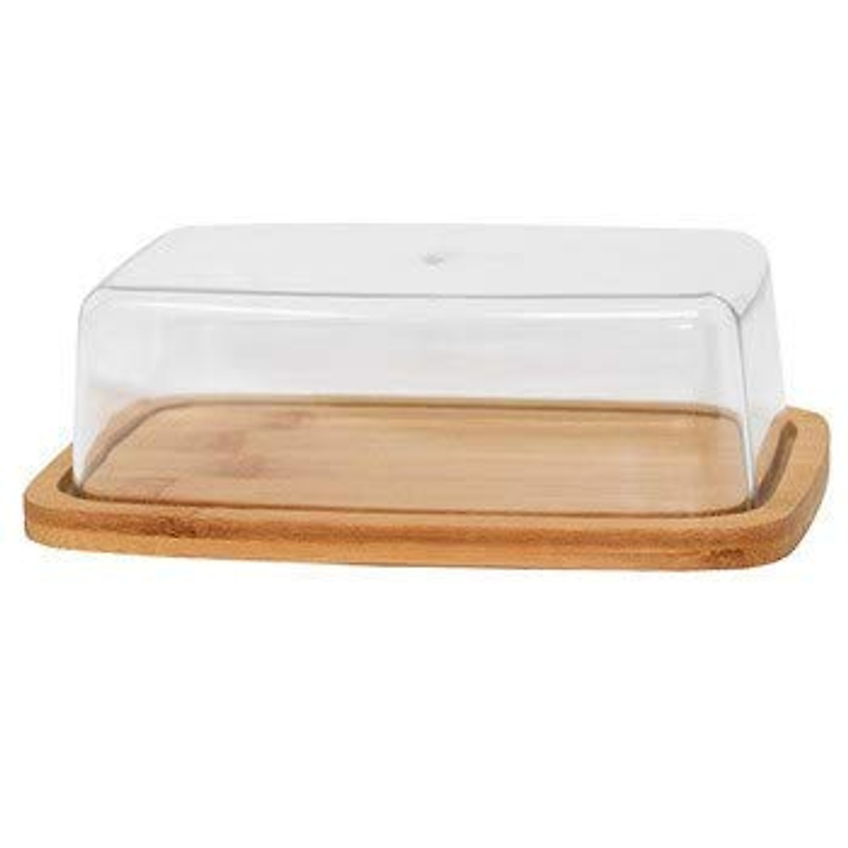 Bamboo Butter Dish With Dome Lid Cheese Server Sliced Vegetable Tray