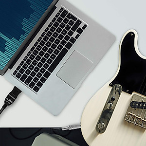 USB Guitar Cable Guitar Cord 10FT USB Male to 1/4 Inch TS Mono Jack Connector Cord Compatible Windows and MacOS Guitar Base to PC USB Connection Cable Adapter for Recording Instrument Singing