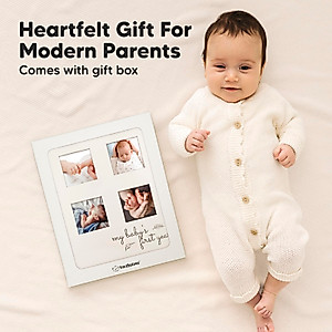 Baby Memory Book First 5 Years Journal - Modern Baby Milestone Book Hardcover 66 Pages, Baby’s First Year Book, Baby Book for Boys,Girls,Baby Photo Albums,Baby Scrapbook Album(Alpine White)