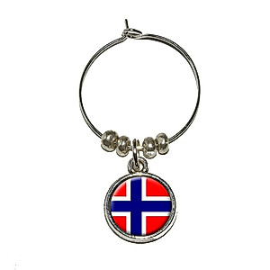 GRAPHICS & MORE Norway Norwegian Flag Wine Glass Charm Drink Stem Marker Ring