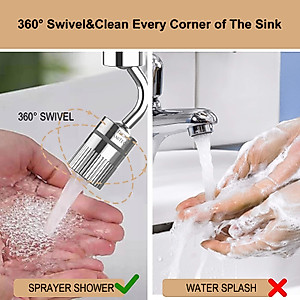 ST.THOMAS Swivel Faucet Aerator,2-function Faucet Nozzle,360° Big Angle Rotate kitchen faucet head replacement,Faucet Extender for Kitchen 55/64 inch Female Thread,Kitchen Sink Aerator