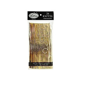 Lillian Collection Polished Gold Metallic Premium Plastic Knife - Pack of 24 - Perfect for Upscale Events & Parties