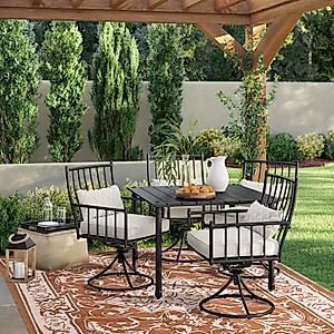 nalone Reversible Plastic Straw Rug, New York Patio Country Retro Transitional Geometric Outdoor Area Rug for RV, Camping, Deck, Picnic (6'X9', Beige&Brown)