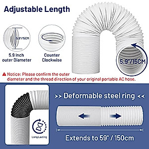 Winpull Portable Air Conditioner Windows Vent Kit with 5.9'' Exhaust Hose, Upgraded Interlocking Thickened Plate Window Seal for Portable AC, Universal Sliding AC Vent Kit