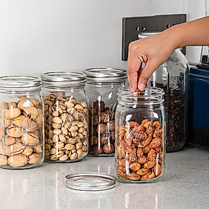 Wide Mouth Mason Jars 32 oz - 12 Pack Large Glass Mason Jars with Airtight Lids and Bands, 1 Quart Mason Jars for Pickling, Canning, Fermenting and Food Storage, Microwave & Dishwasher Safe