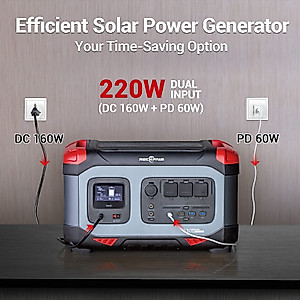 ROCKPALS 1300W Portable Power Station & 2xRockpals 100W Solar Panels with Kickstand, 3X AC Outlets(Peak 2000W), Outdoor Generator with Solar Panel Kit for RV/Van Camping, Home Use, CPAP, Emergency