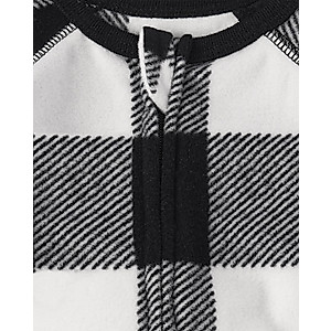 The Children's Place Baby Toddler One Piece Family Matching, Holiday Pajama Sets, Fleece, Black/White Check, 5T