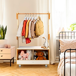 OOOK Tree Kids Dress Up Rack, Dress Up Storage for Toddlers, Kids' Costume Organizer Center with Storage Cabinet, Suitable for Kids Room, Living Room, Playroom and Daycare Centers.