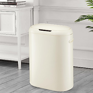 13 Gallon SensorCan, 50L Slim Automatic Touchless Motion Sensor Kitchen Trash Can with Soft Close Lid, Without Inner Bucket, Cream White