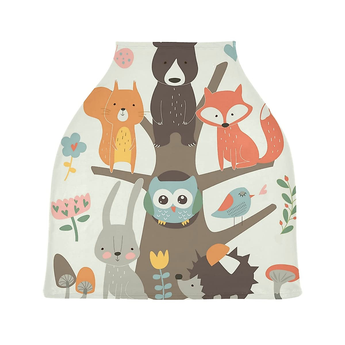 Animal Fox Bear Owl Nursing Cover Breastfeeding Scarf, Stretchy Infant Carseat Canopy Multi-use Stroller Cover Car Seat Cover for Baby Girl Boy
