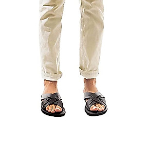 Jerusalem Sandals Jesse - Leather Woven Strap Sandal - Black