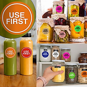 Hybsk USE First Stickers Restaurant Food Service FIFO Label 1.5 Inch Total 500 Labels Per Roll (Orange)
