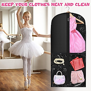 Paterr 10 Pcs 50 Inch Transparent Dance Costume Garment Bag Plastic Dance Garment Cover with Zippered Pocket Clothes Protectors for Hanging Clothes Dance Costume Organizer for Travel Storage(Black)