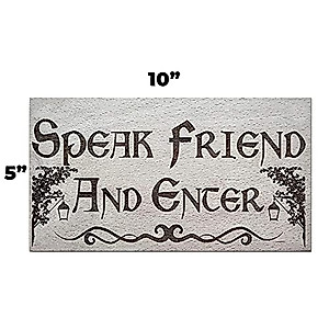 Speak Friend And Enter Wooden Hanging Man Cave Gift Plaque Dad Pub Bar Sign 10 X 5 Inch (US-G002)