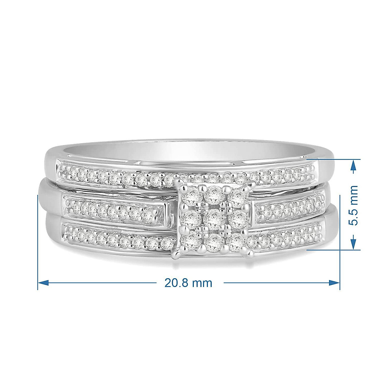 Jewelili Sterling Silver 1/4 Cttw Natural White Round Diamonds Ring, Size 7