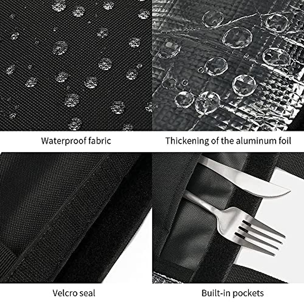 FUXINGYAO Lunch Bag, Reusable Lunch Tote, Lunch Box for Adult Women Men, Insulated Bag Applies to Work, School, Beach or Travel(Black)