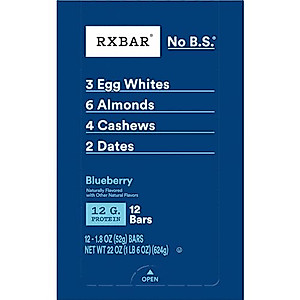 RXBAR Protein Bars, Protein Snack, Snack Bars, Blueberry, 22Oz Box (12 Bars)