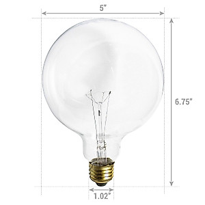 KOR (2 Pack) G40 Incandescent Light Bulb 2700K Soft Light, Decorative Globe Light Bulbs,E26 Medium Base, Perfect use for Decor, Pendant, Bathroom/Vanity Mirror Makeup, Dimmable. Crystal-Clear (25)