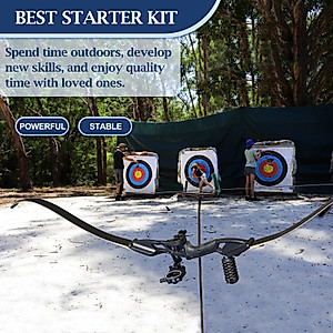 D&Q Recurve Bows for Adults Hunting Black Hunter Longbow Takedown 30-50lbs Bow and Arrow Set Right Handed Archery Archery with Bow Case Stringer Arrow Target Practice (Black 50lbs)