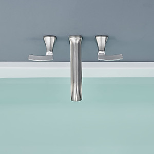 Qinkell Wall Mount Tub Filler Roman Tub Faucet High Flow Long Spout Reach Brushed Nickel Bathtub Faucets with 2 Handles