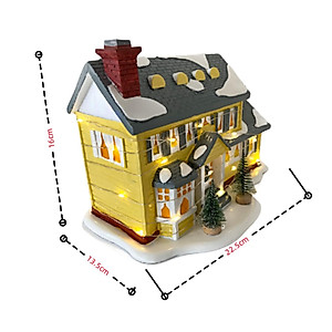 Lamacun Christmas Scene Decorations Village Street View Garden Decorations Snowman Figurine Crafts Resin Decorations LED Ornaments Ornaments