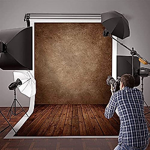 Allenjoy 5x7ft Soft Fabric Brown Wall with Wooden Floor Photography Backdrop Newborn Baby Photoshoot Abstract Portraits Photo Background Photographer Props