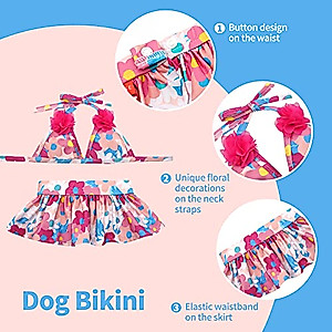 KYEESE Dogs Bikini for Small Dogs Floral Dog Beach Swimsuit Dog Tutu Dresses Dogs Clothes for Summer, Floral, L