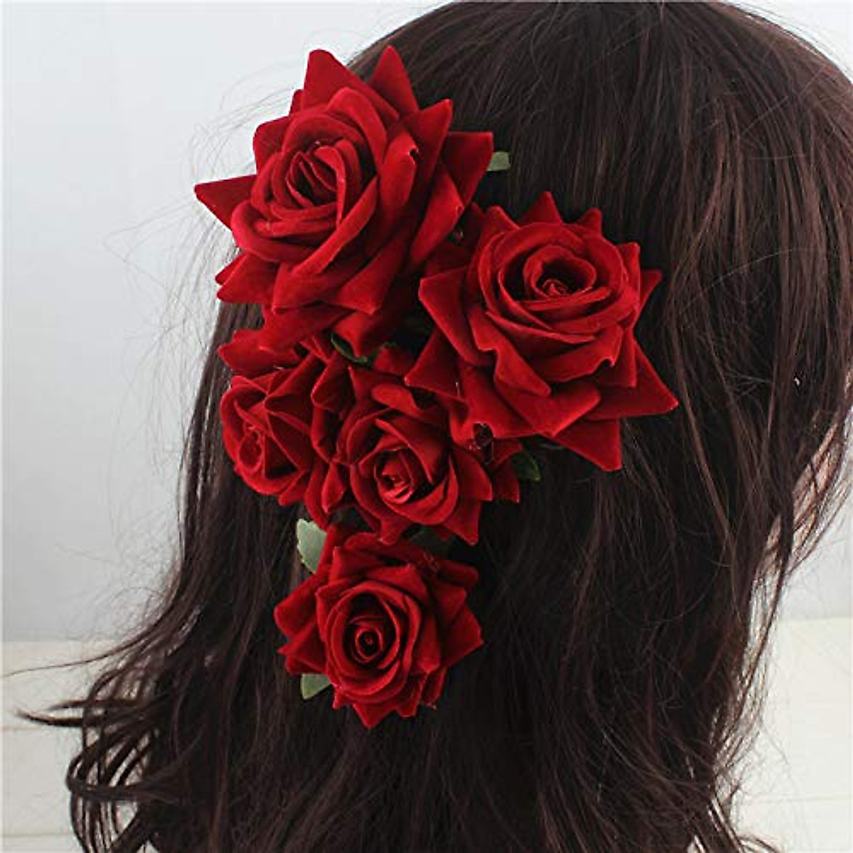 Rose Flower Hair Clip 3D Red Roses Flower Hair Accessories Comb Piece for Girls Women Bride Wedding Hair Clip Flamenco Dancer Hairpins Headwear Barrette Styling Tools Accessories