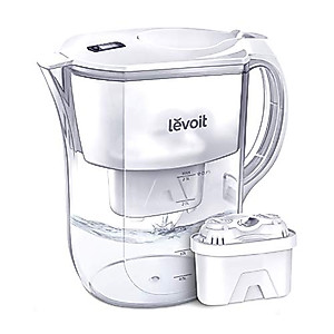 Levoit LV110WP Water Filter Pitcher for Tap and Drinking Water with 1 Standard Filter, Lasts 2 Months, 10 Cups Capacity, BPA Free, White